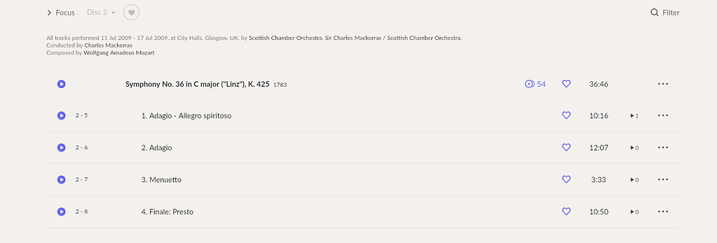 Unexplained Focus Contiguous Tracks Album filtering - Support - Roon ...