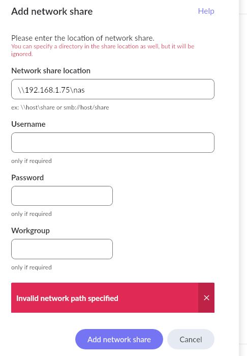 Invalid path when connecting NAS volume to Roon - ROCK - Roon Labs ...