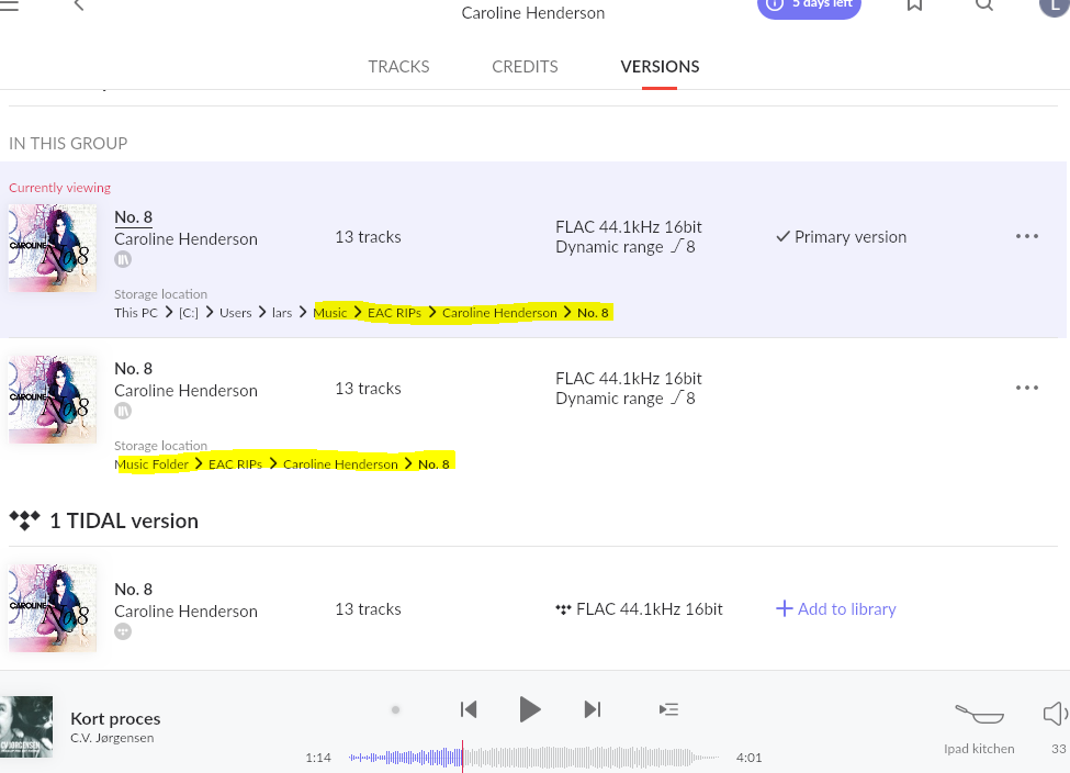 Showing same file as 2 different versions - Support - Roon Labs Community