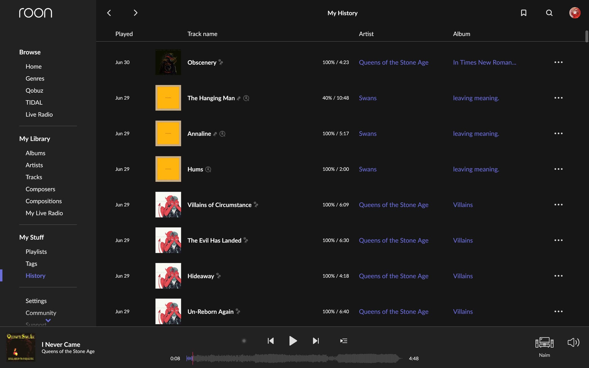 B1297-1302 Deleting a single track play from History takes very long ...