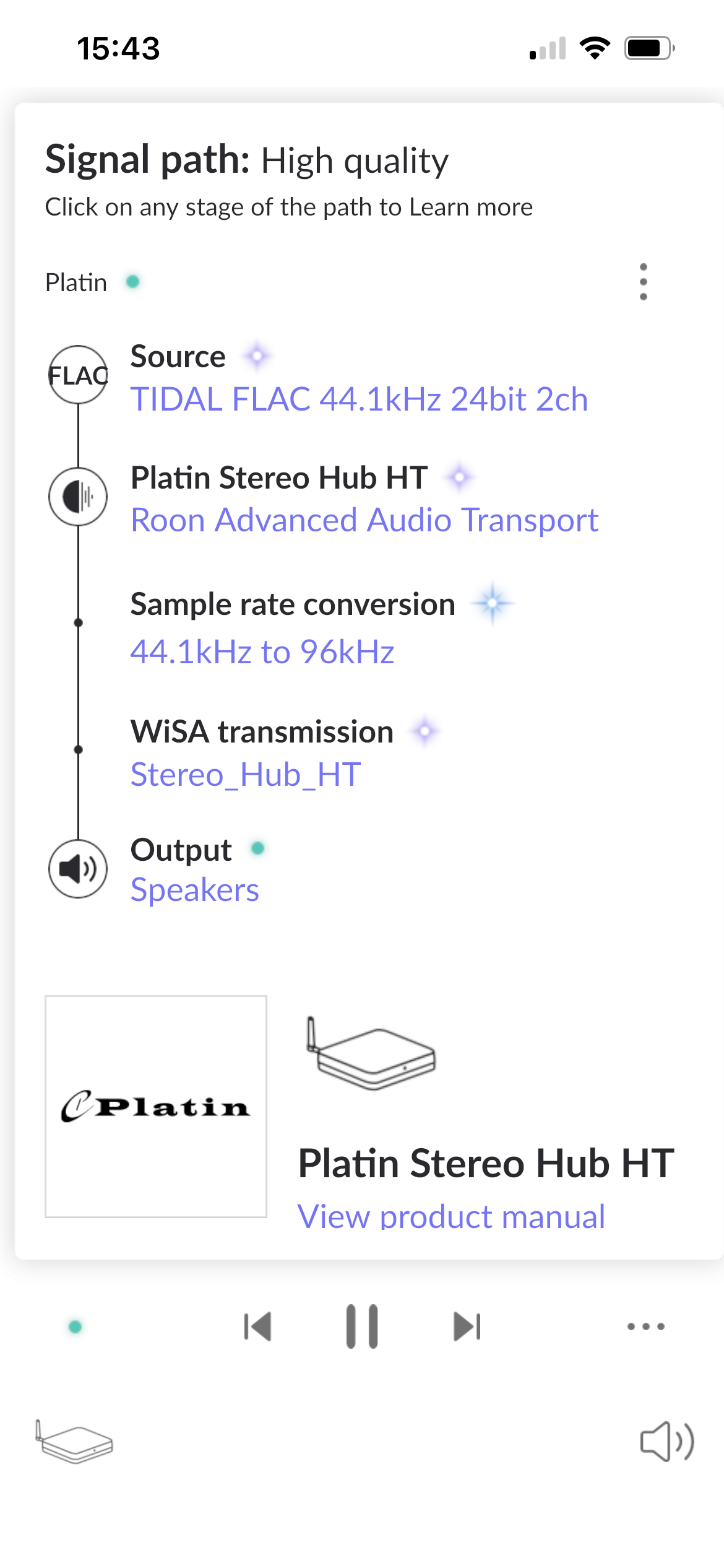Roon converts 24-bit stream to 16-bit with Platin Stereo Hub HT (ref ...