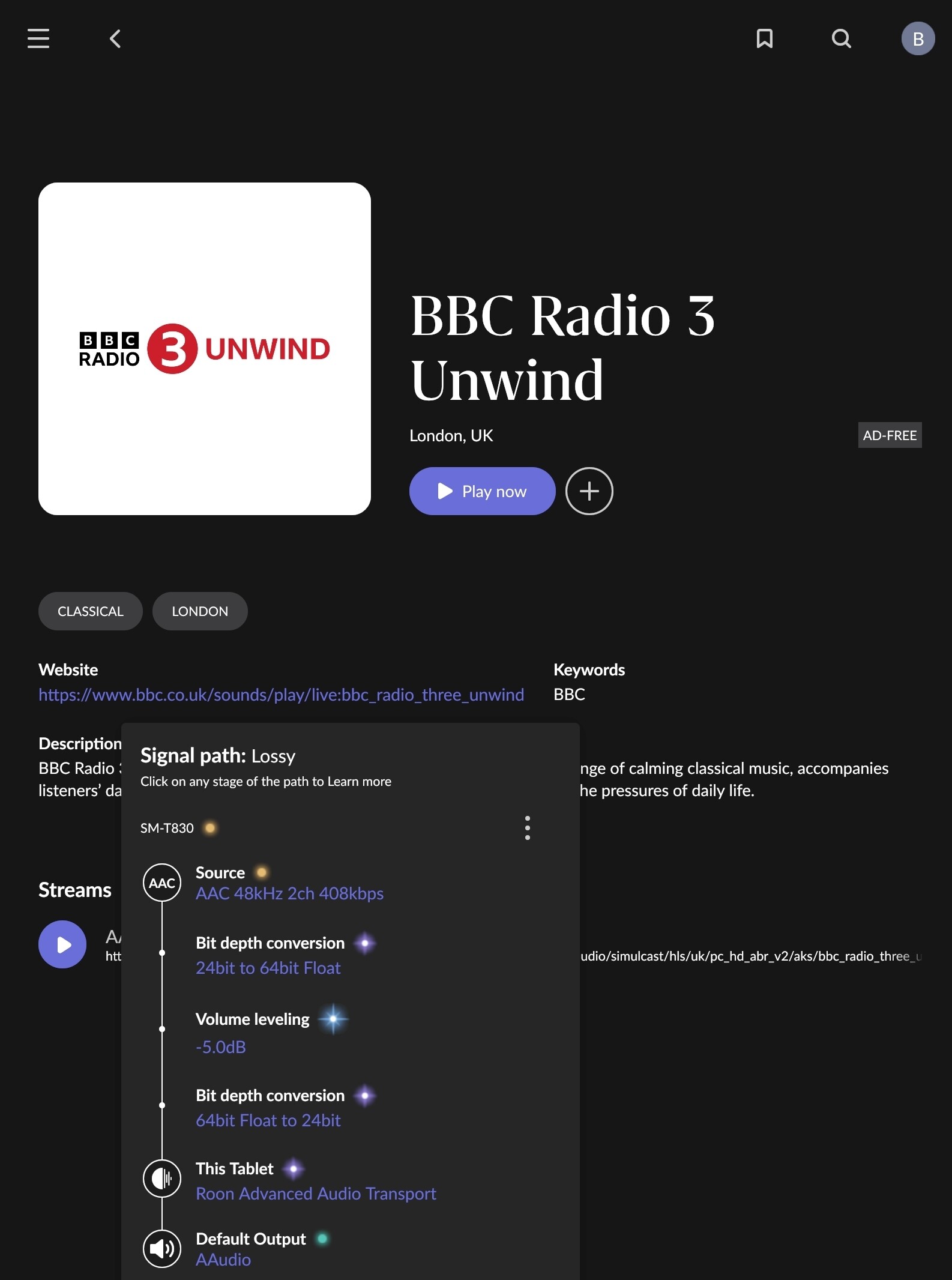 Radio 3 Unwind - Live Radio - Roon Labs Community