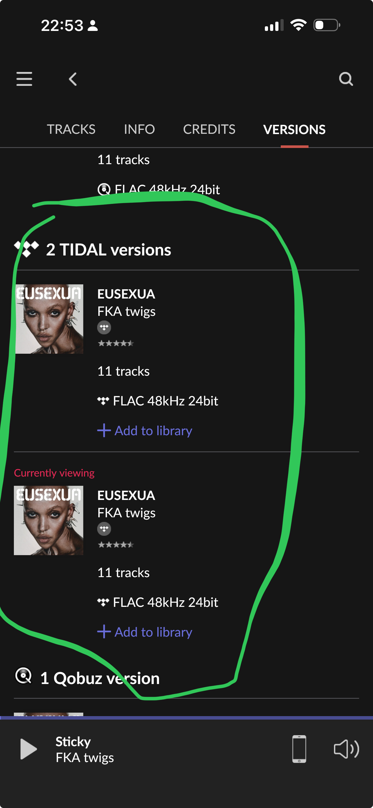 FKA Twigs album Eusexua TIDAL playback issue in Roon (ref#URJHY1) - Support - Roon Labs Community
