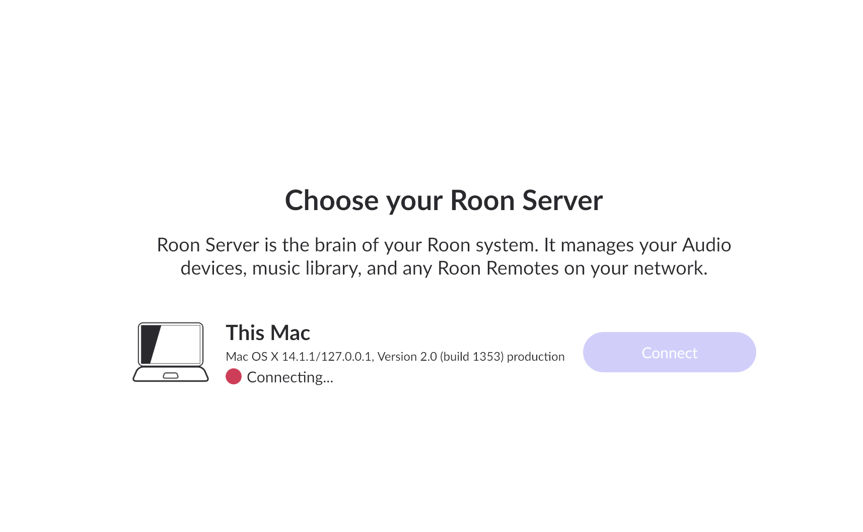 Roon won't connect to Imac; database won't load; complete stall - Support - Roon Labs Community