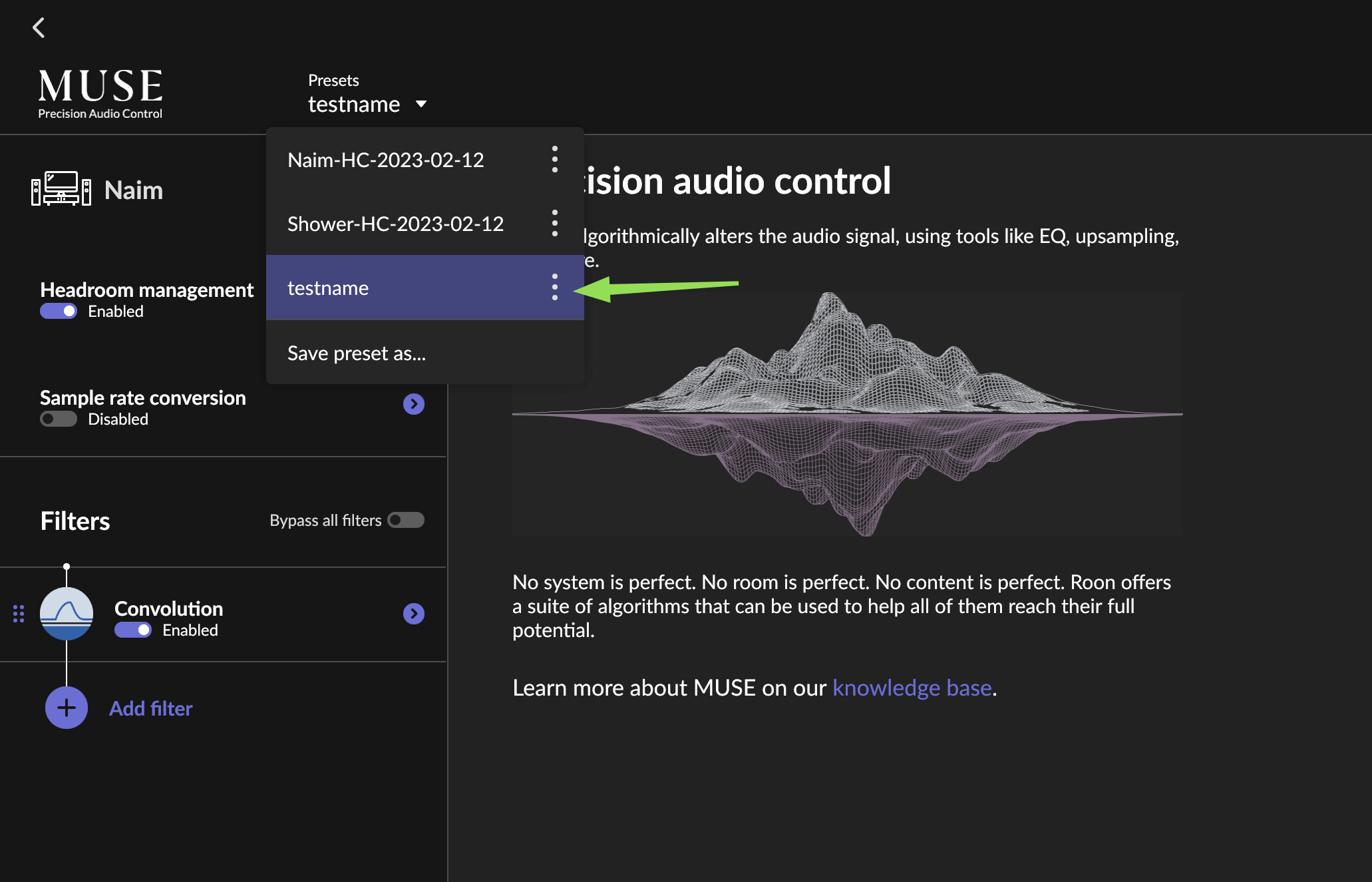 How to save new presets and PEQ in MUSE without overwriting - Roon Software Discussion - Roon ...