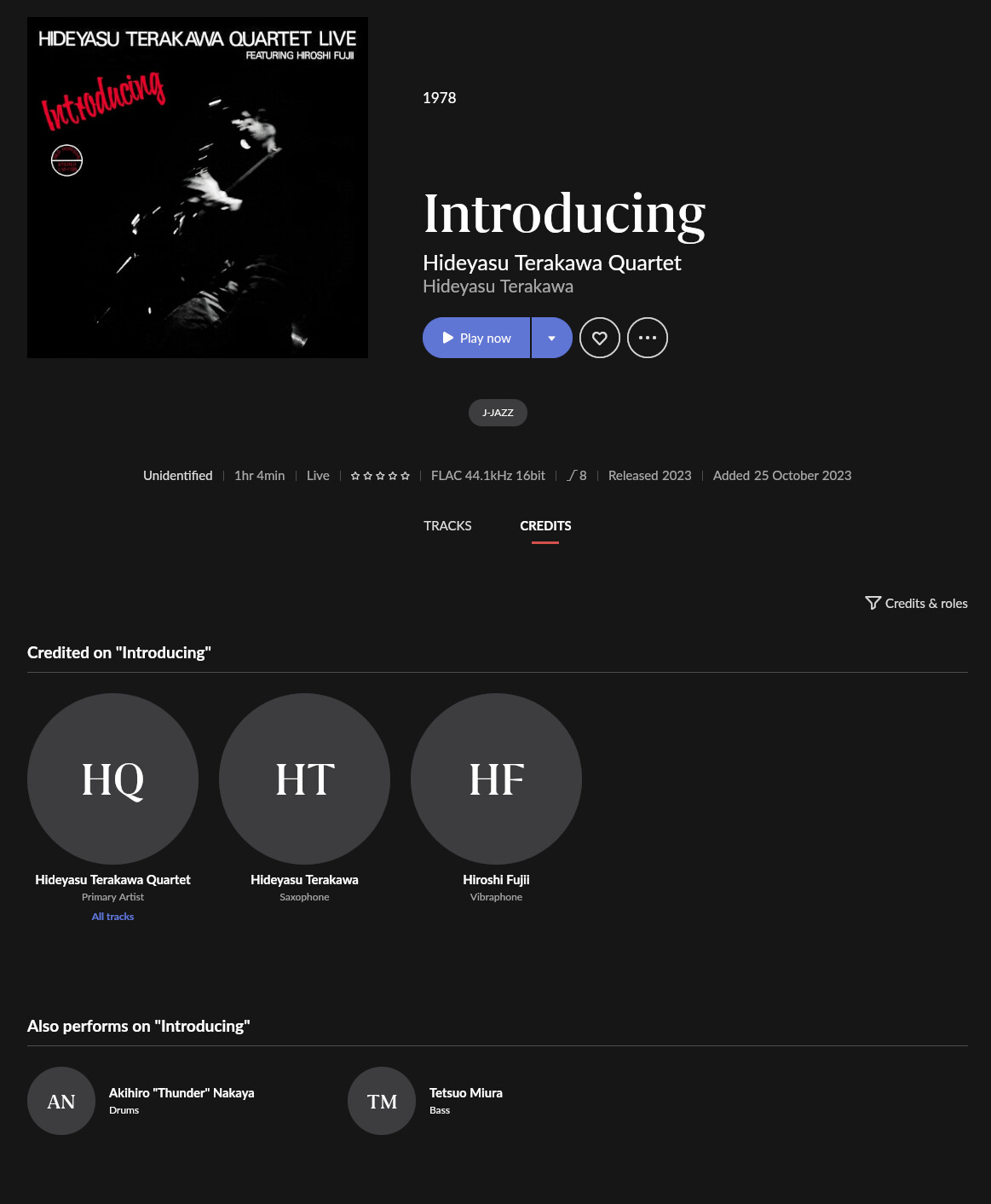 Missing Band Member in Jazz Album Credits (ref#4LBFGW) - Metadata ...