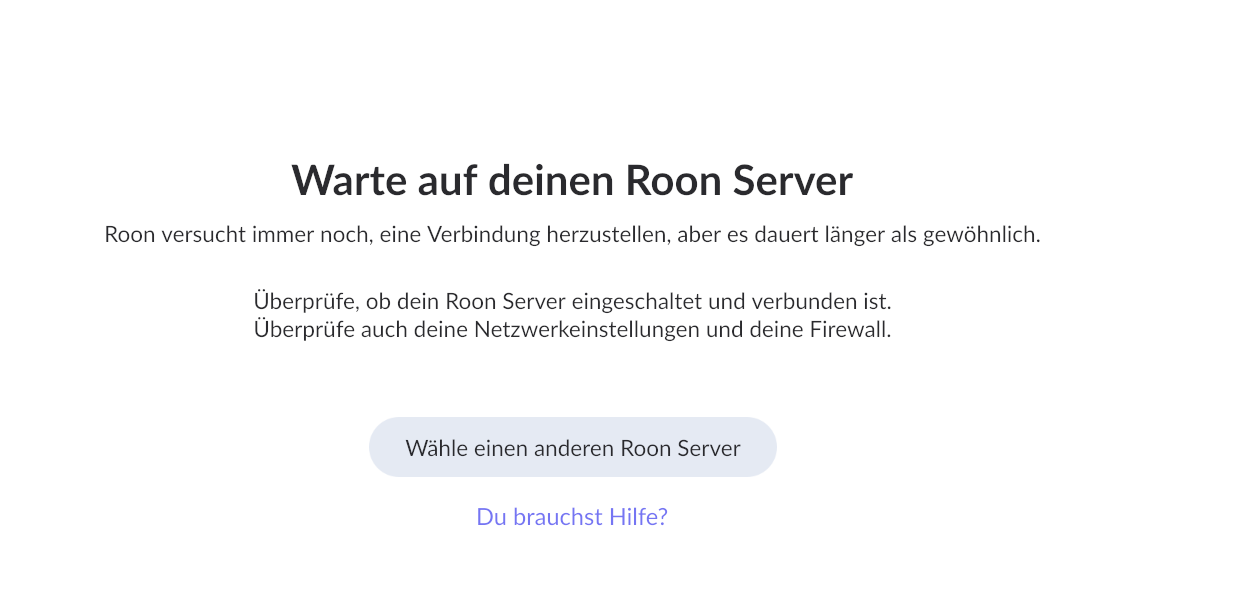 Roon Server Unable to Start, Prompting 'Select Another Roon Server ...