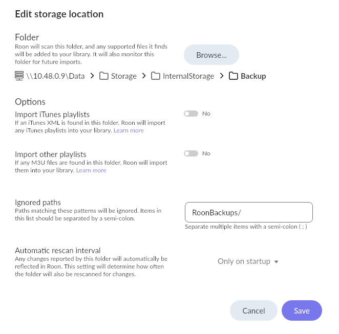 Database backup on internal storage issue (ref#NC5M0Q) - Support - Roon Labs Community