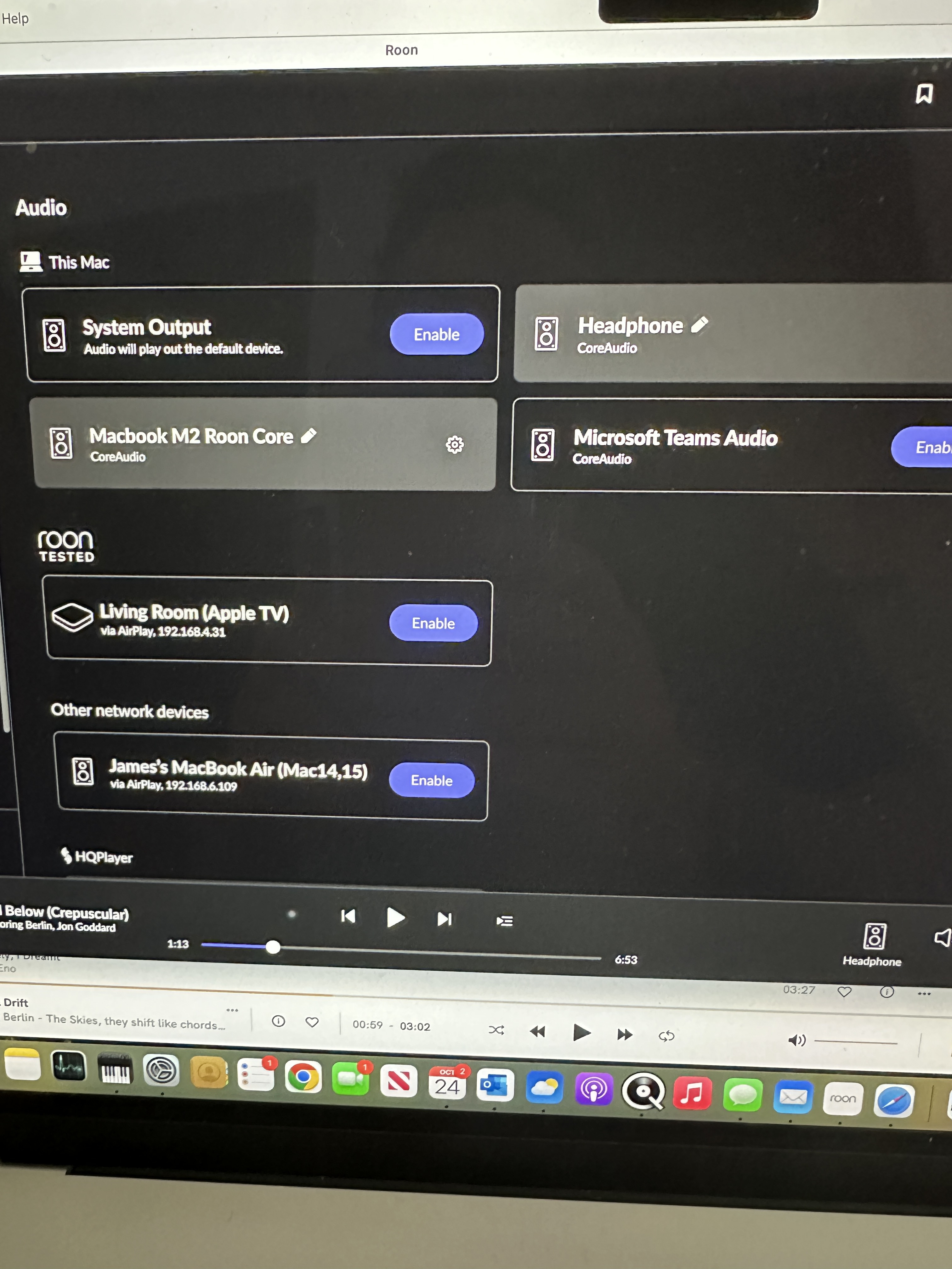 Can Roon output to MacBook Air M2 analog headphone jack using the Built ...