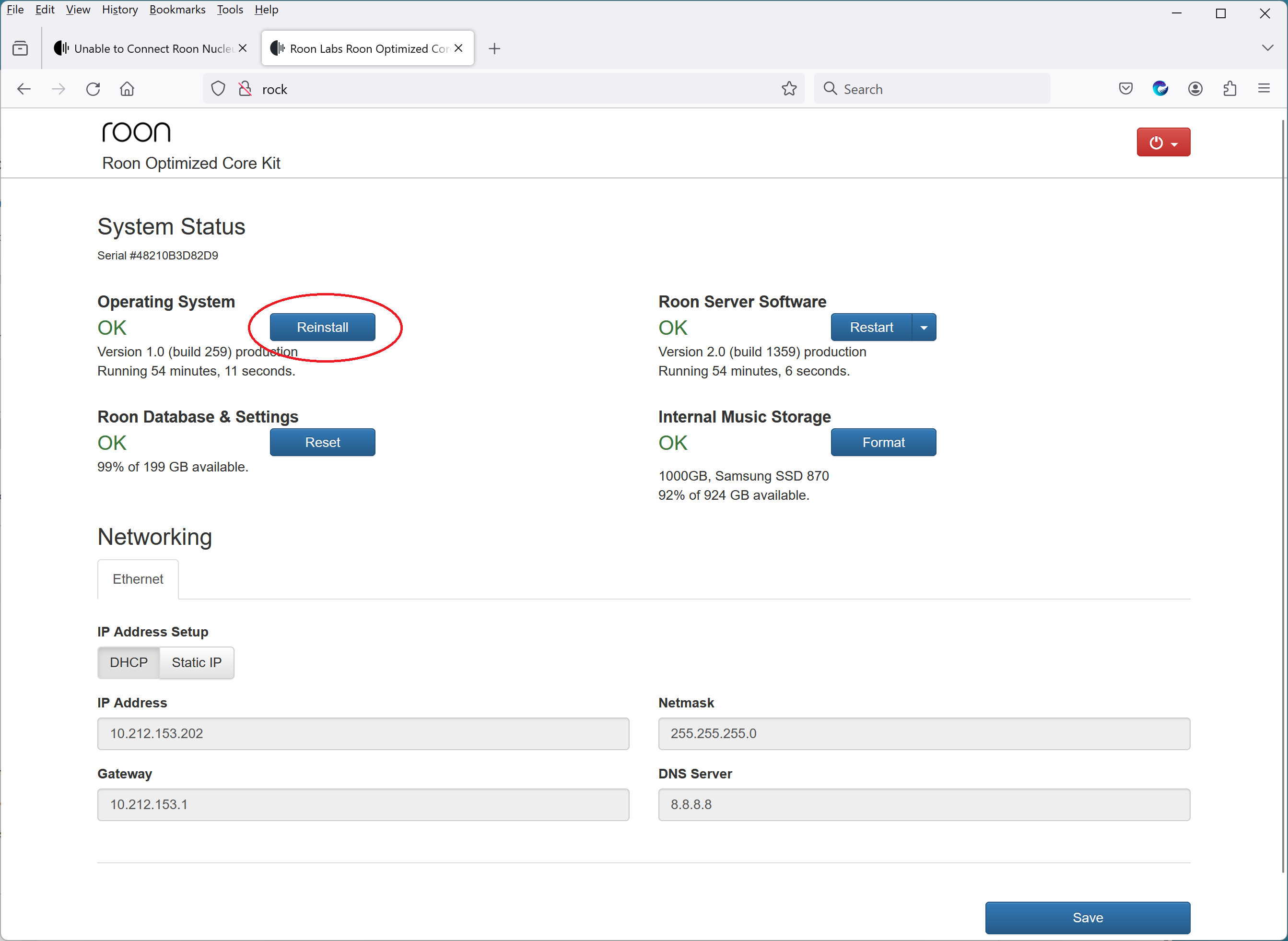 Unable to Connect Roon Nucleus to Roon App (ref#P55QO0) - Support - Roon Labs Community